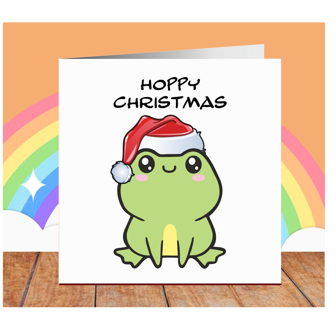 Handmade Cute Kawaii Frog Froggy Hoppy Christmas Xmas Christmas Card ...