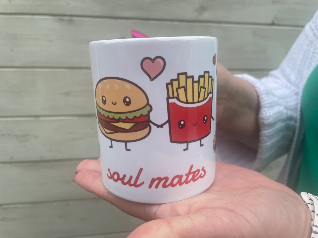 Handmade Cute Kawaii Burger and Fries Soul Mates Coffee or Tea Mug ...