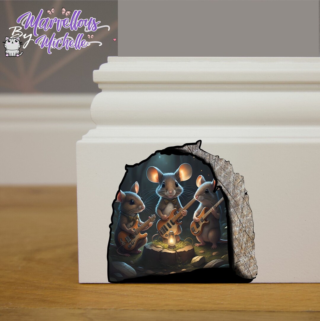 Cute Fairytale Mouse Rock Band Mouse Mice in Hole Mouse Hole Wall ...
