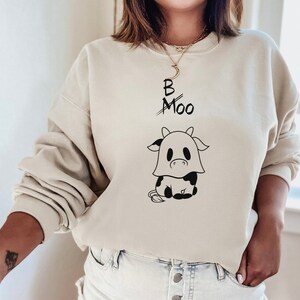 Moo I Mean Boo Sweatshirt, Cute Cow Fall Sweatshirt, Cute Halloween ...