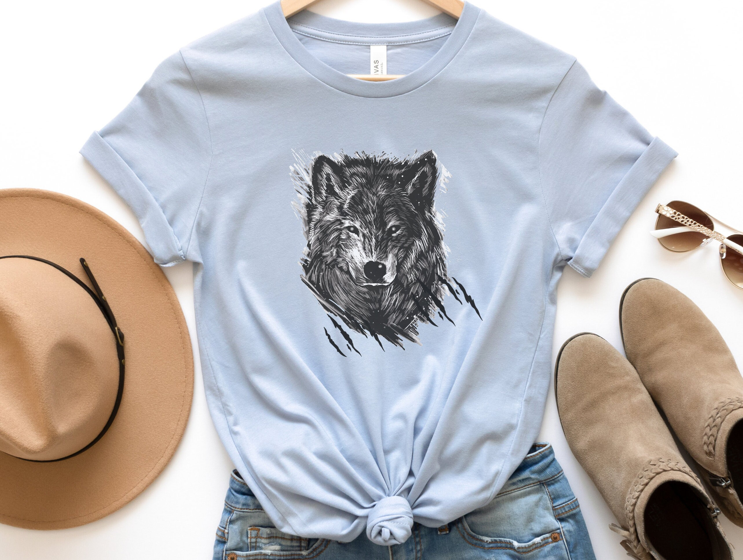 Gray Wolf Shirt Howling Wolf Floral Wolf Wolf Lover Gift - Etsy