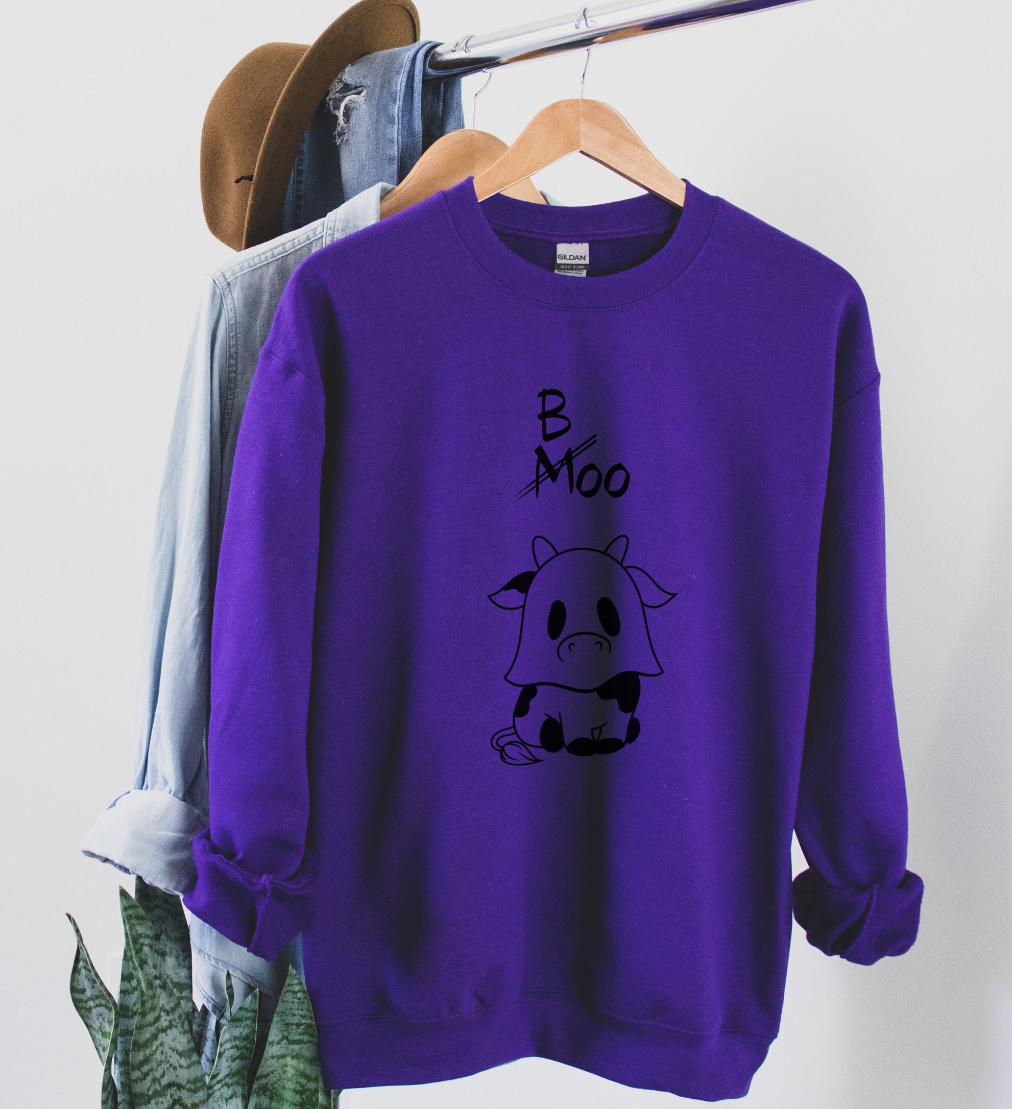 Moo I Mean Boo Sweatshirt, Cute Cow Fall Sweatshirt, Cute Halloween ...