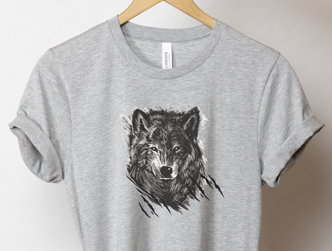 Gray Wolf Shirt, Howling Wolf, Floral Wolf, Wolf Lover Gift, Animal ...