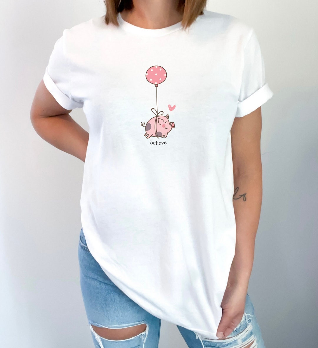 Cute Pig Shirt, Flying Pig, Pig T-shirt, Funny Pig Shirt, Pig Gift ...