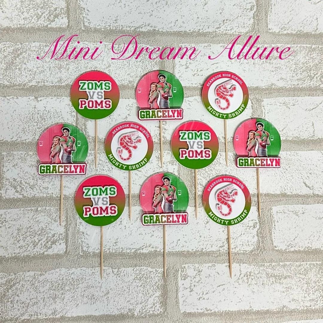 Zombies 3 Party Supplies, Zomz and Poms Cupcake Toppers, Zen and ...