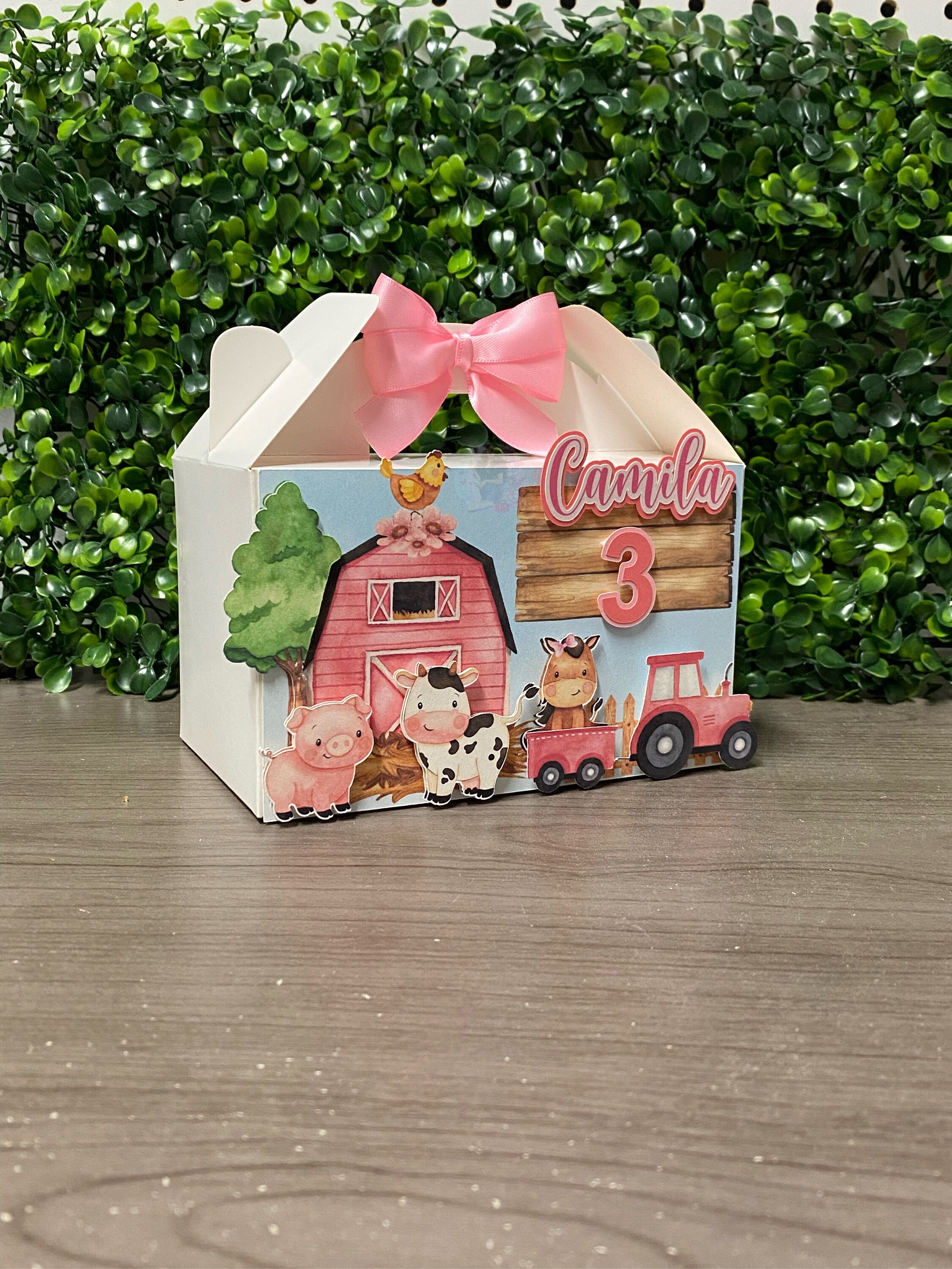 Pink Farm Treat Box Gable Box Birthday Box for Kids Farm - Etsy