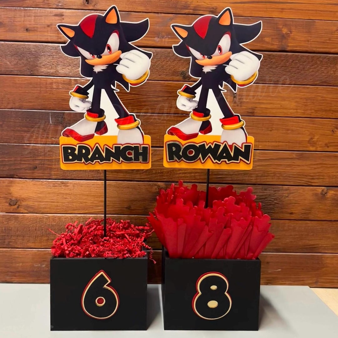 Sonic Party Decorations, Sonic Hedgehog Centerpieces, Shadow Party ...