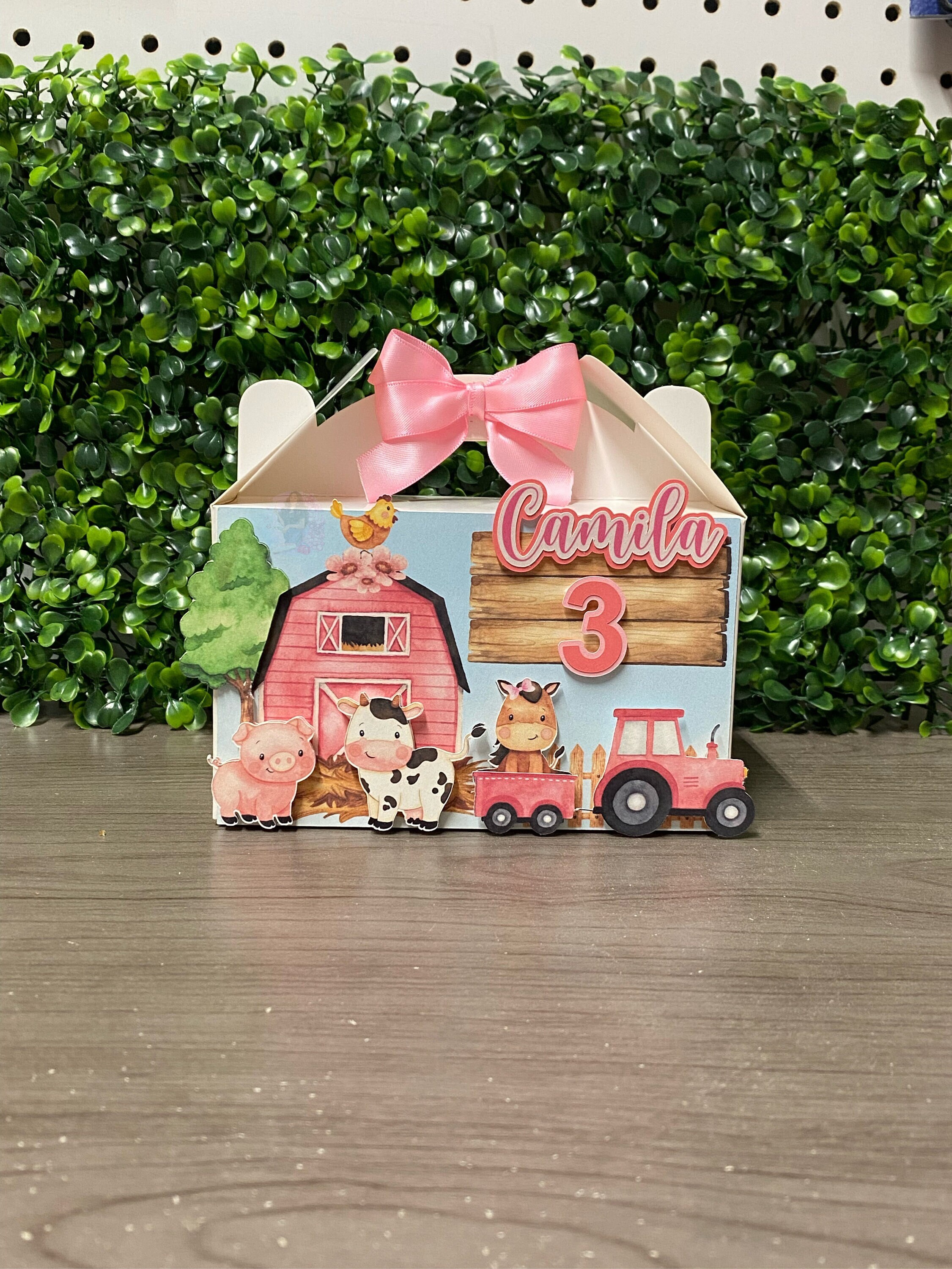 Pink Farm Treat Box Gable Box Birthday Box for Kids Farm - Etsy