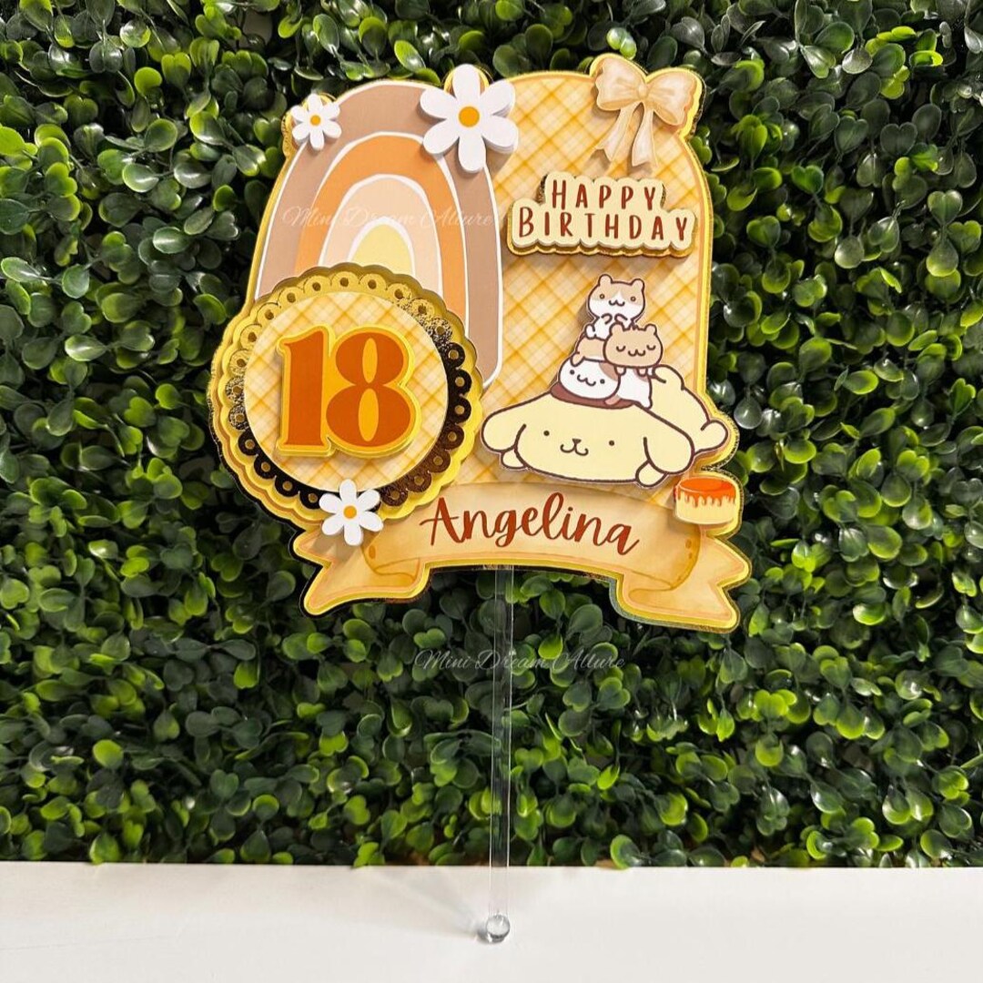 Pompompurin Cake Topper, Yellow Dog Cake Topper, Pompompurin Birthday ...