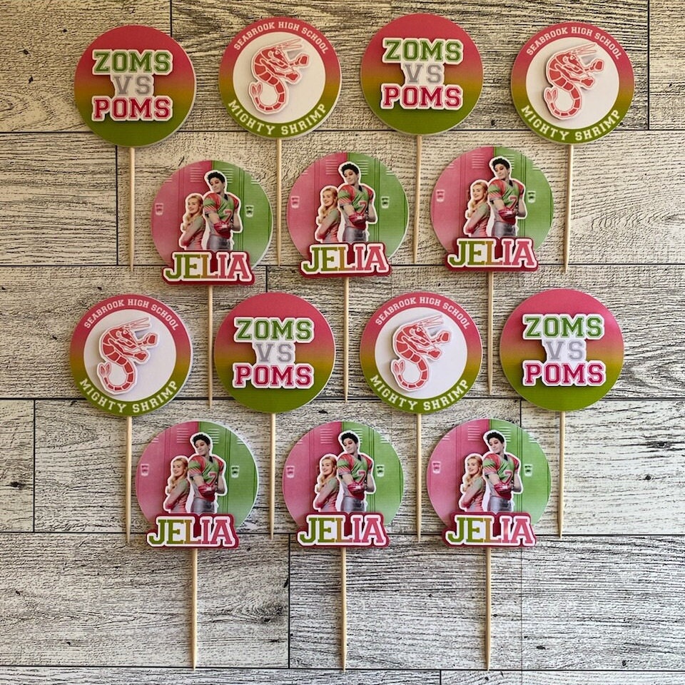 Zombies 3 Party Supplies, Zomz and Poms Cupcake Toppers, Zen and ...