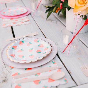 Strawberry Shortcake Party Paper Plate Cups Napkins Cutlery Set for ...