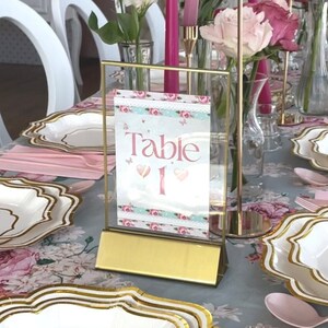 Pink Floral Table Number Signs 1-6 Girl Party Theme Whimsical Love ...