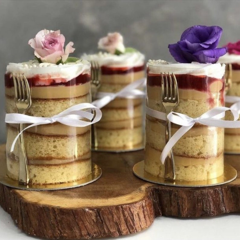DIY Mini Cake Favor Set Clear Cake Wrap W/mini Forks for Dessert ...