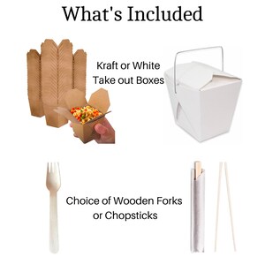 Kraft White Food Take Out Boxes Wooden Forks Chopsticks Set Appetizer ...