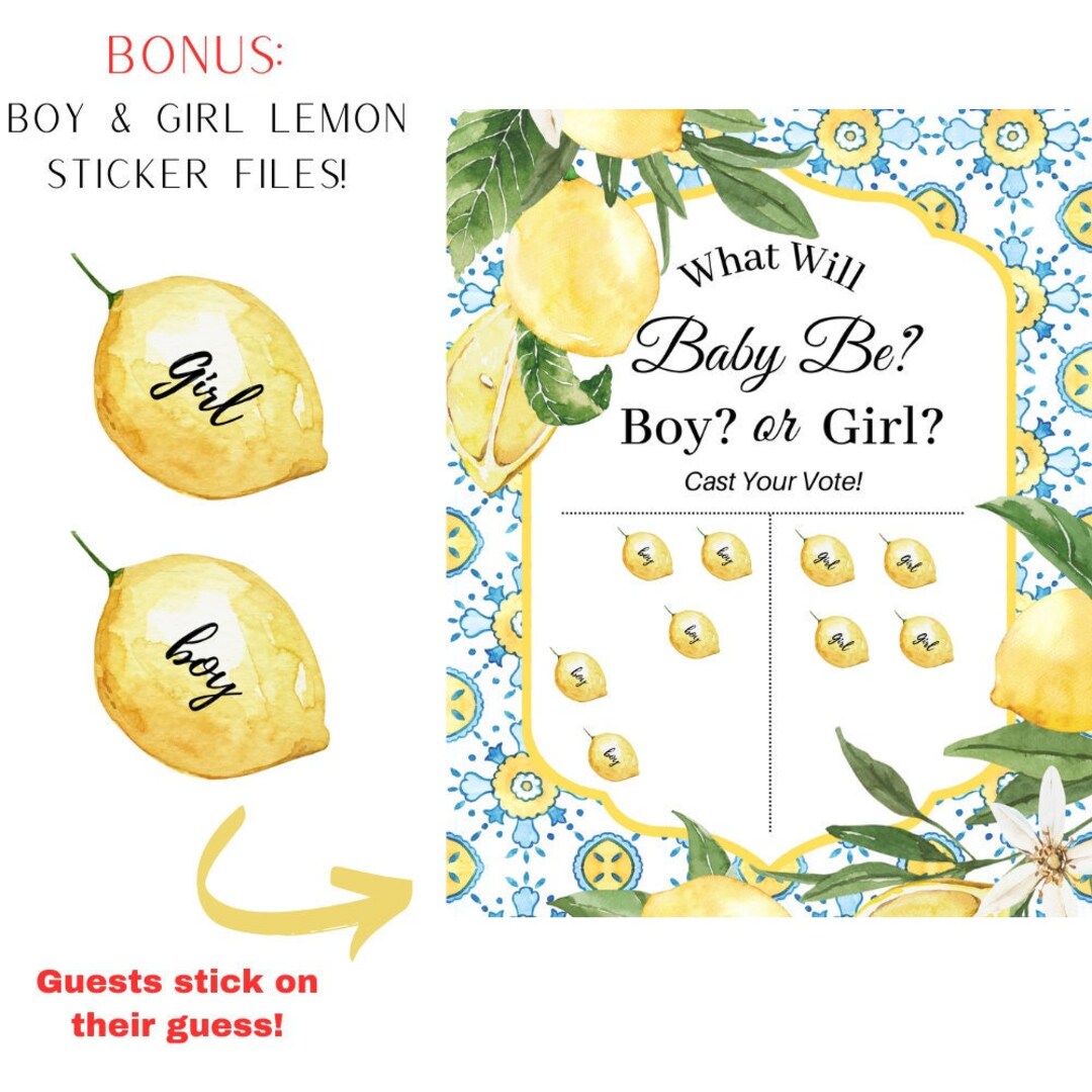 Lemon Tile Gender Voting Poster Template With Bonus Lemon Stickers ...