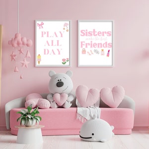 Sisters Sign Girls Nursery Decor Pink Girls Room Playroom Wall Art ...