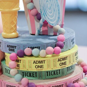 Raffle Tickets Roll Pink Yellow Pastel Admit One Ticket for Carnival ...