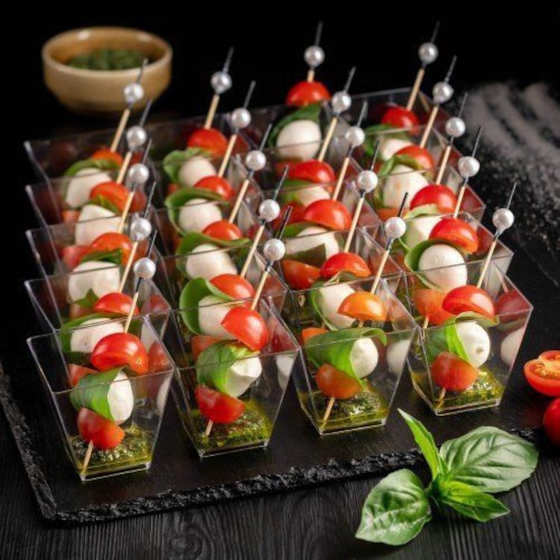 Clear Aesthetic Appetizer Favor Cups and Toothpicks for Individual ...