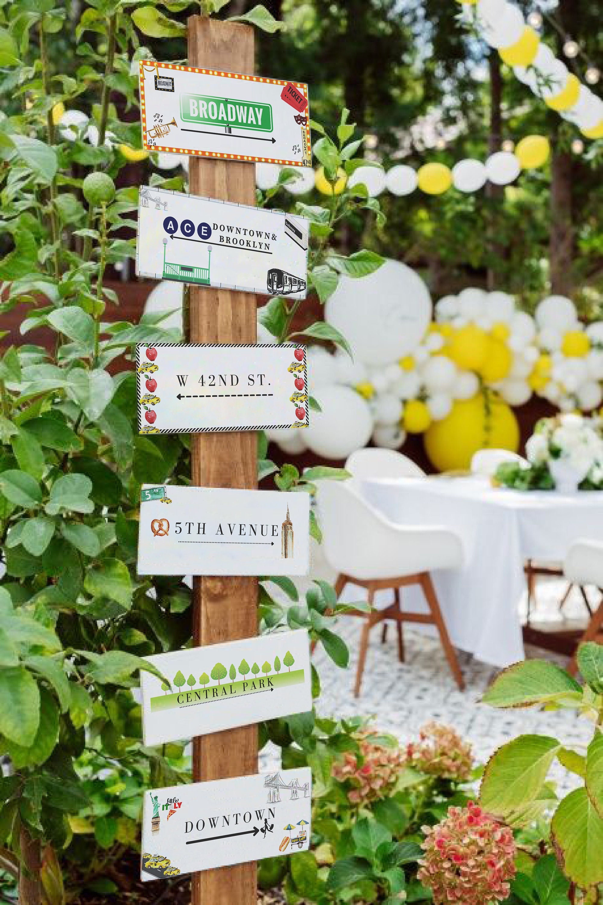 Set of 6 NYC Themed Street Signs New York City for Decoration Baby ...