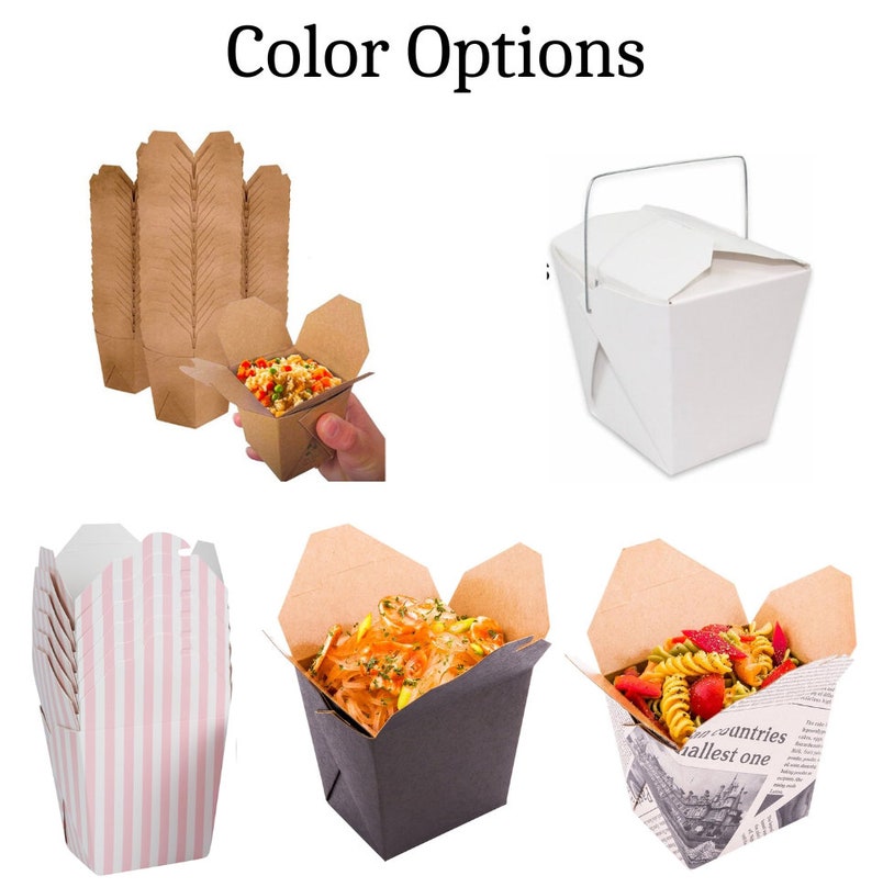 Kraft White Food Take Out Boxes Wooden Forks Chopsticks Set Appetizer ...