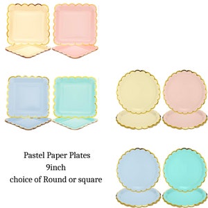 Pastel Party Paper Plates Cups Napkins Set for Kids Birthday Party ...