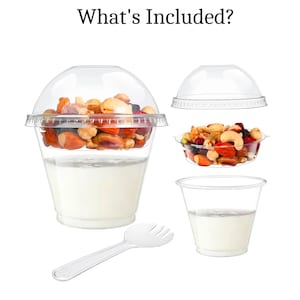 Clear Parfait Cups With Insert With Dome Lids and Forks Appetizer Cups ...
