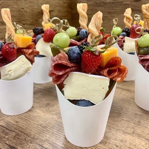 White Charcuterie Favor Cups and Toothpicks for Individual Charcuterie ...