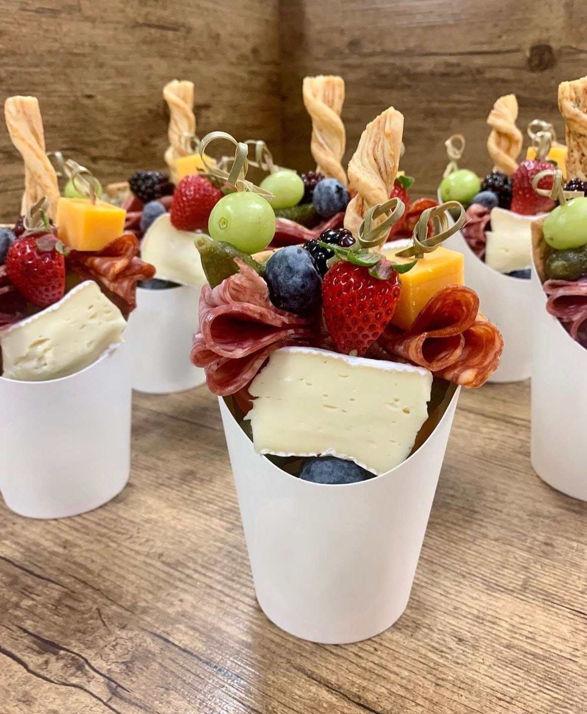 White Charcuterie Favor Cups and Toothpicks for Individual Charcuterie ...