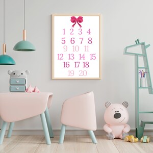 Pink Numbers Sign Girls Nursery Decor Pink Girls Room Playroom Wall Art ...