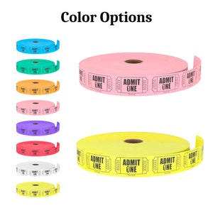 Raffle Tickets Roll Pink Yellow Pastel Admit One Ticket for Carnival ...