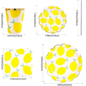 Lemon Themed Party Paper Plate Cups Napkins Cutlery Set for Kids ...