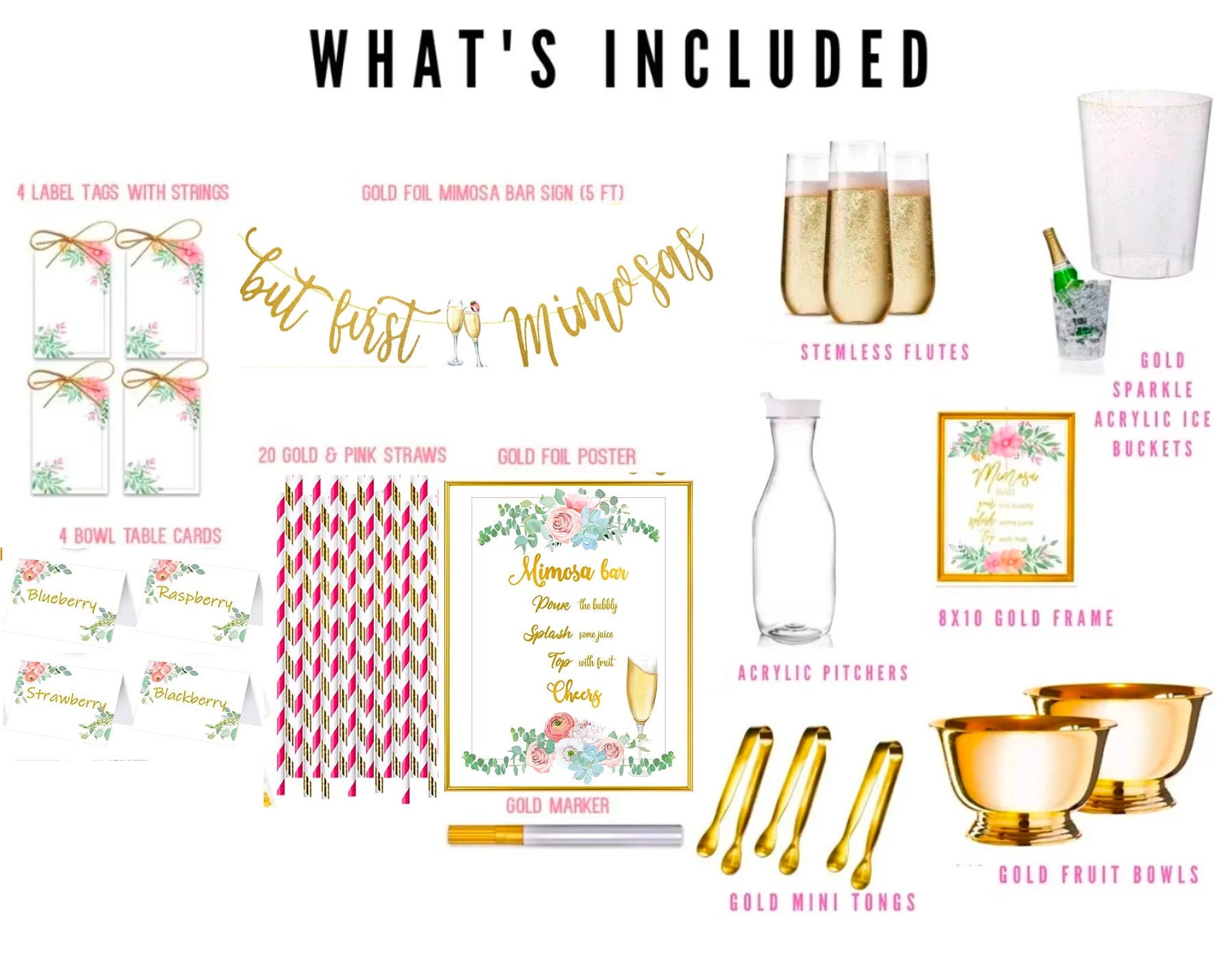 Mimosa Bar Decor Kit Package With Mimosa Bar Signage for Mimosa Serving ...