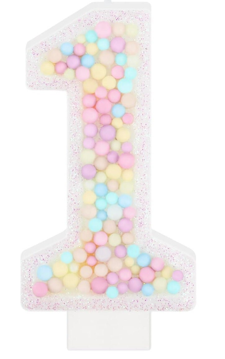 Sparkly Number Birthday Candle: Pastel Ice Cream Party Cake Topper - Etsy