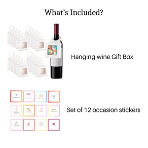 Wine Bottle Hanging Gift Box Bottle With 12 Occasion Stickers Hanger ...
