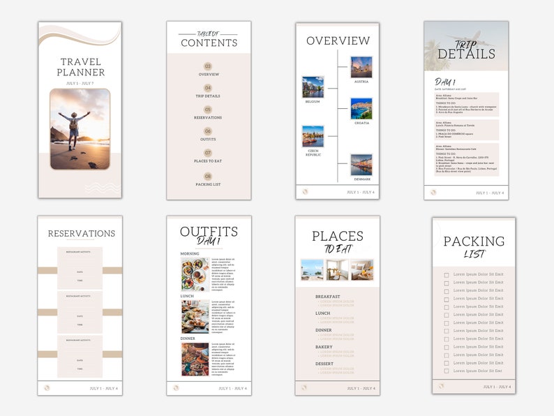 Mobile Travel Planner & Itinerary Editable Template Travel - Etsy