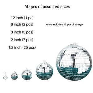 Set of 40 Mirror Silver Disco Ball Decor Disco Cowgirl Last Disco ...