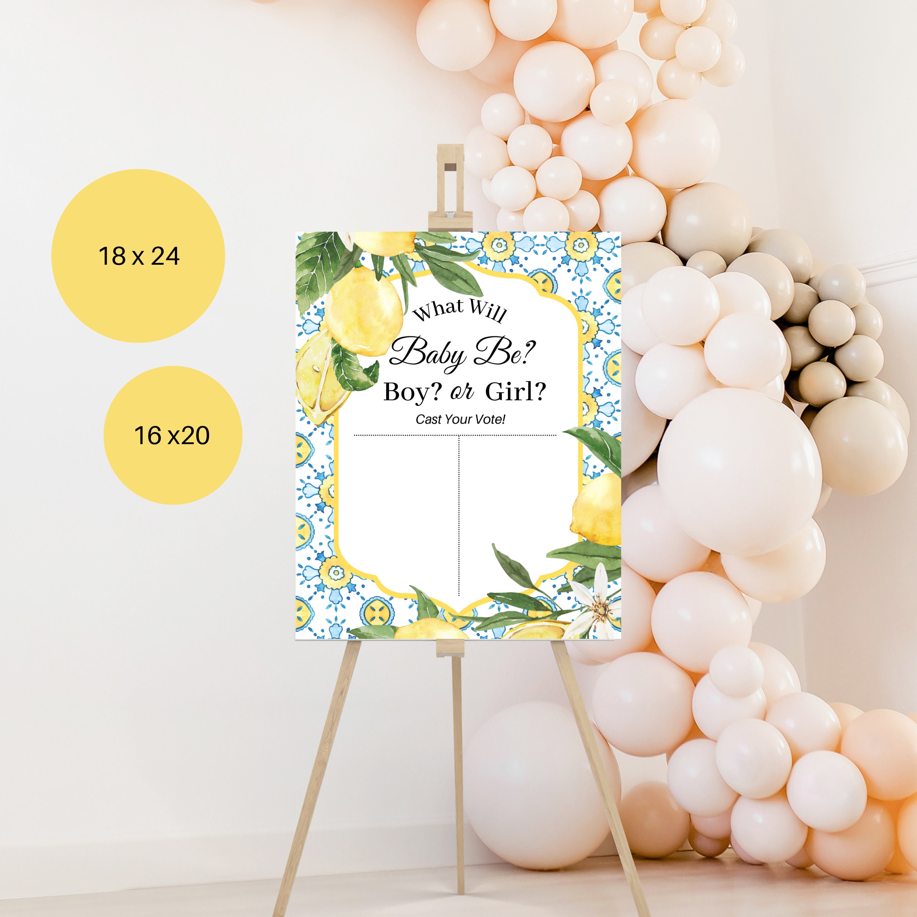 Lemon Tile Gender Voting Poster Template With Bonus Lemon Stickers ...