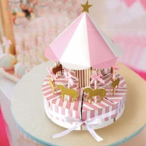 Paper Carousel Horse Carnival Theme Paper Gift Candy Treat Favor Box ...