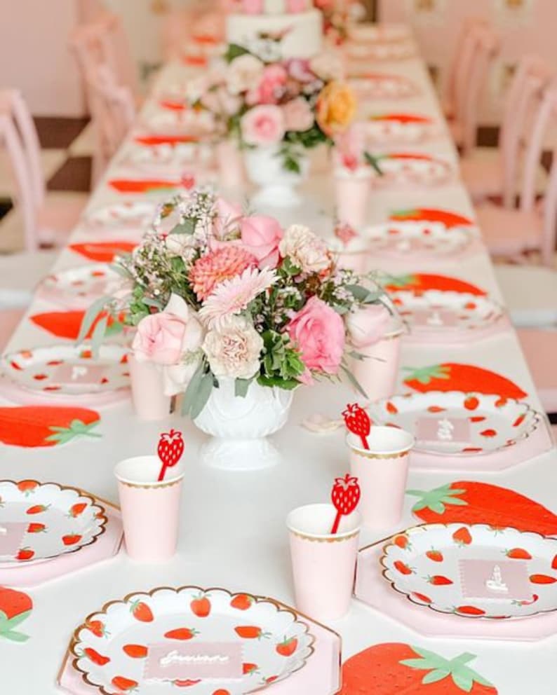 Strawberry Shortcake Party Paper Plate Cups Napkins Cutlery Set for ...