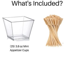 Set of 25 Plastic Dessert Parfait Favor Cups With Wooden Toothpick ...