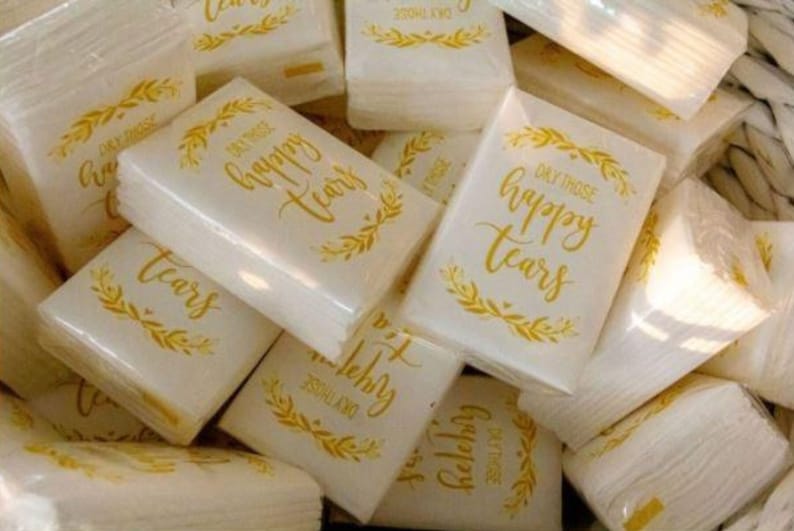 Wedding Tissues Packs for Guests Dry Those Happy Tears Pocket Tissues ...