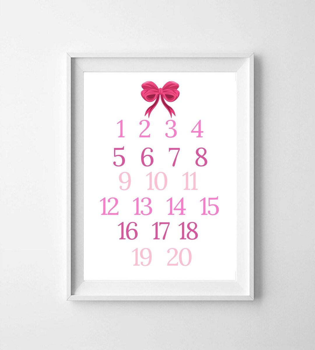 Pink Numbers Sign Girls Nursery Decor Pink Girls Room Playroom Wall Art ...