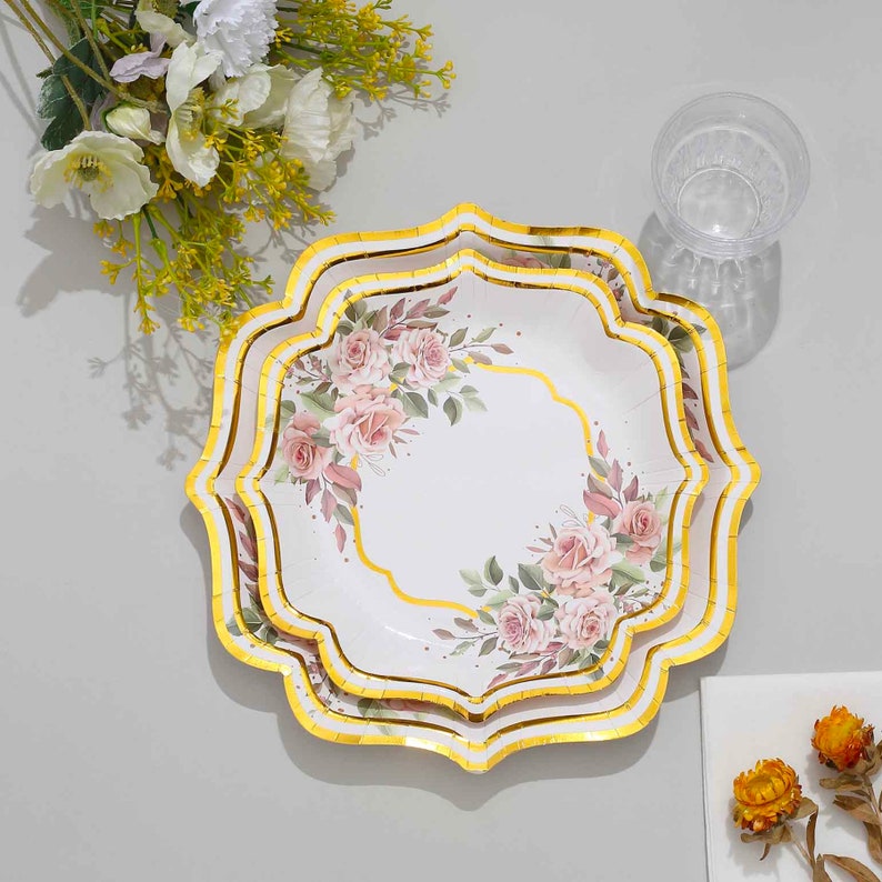 Paper Party Plates Floral Chinoiserie Print Fancy 8 - Etsy