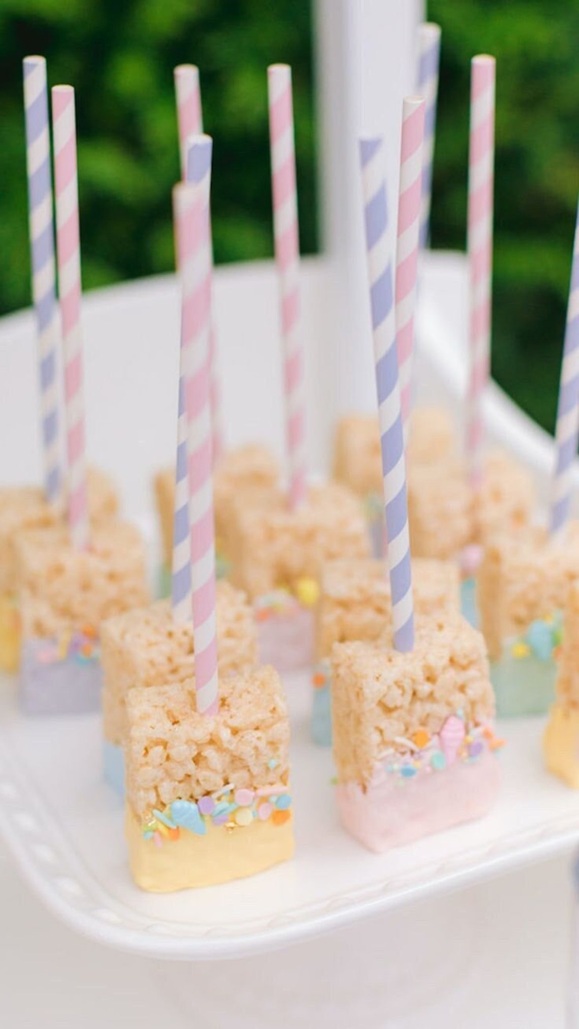 Pack of 25 Pastel Striped Paper Party Straws Ice Cream Party Decor Kids ...