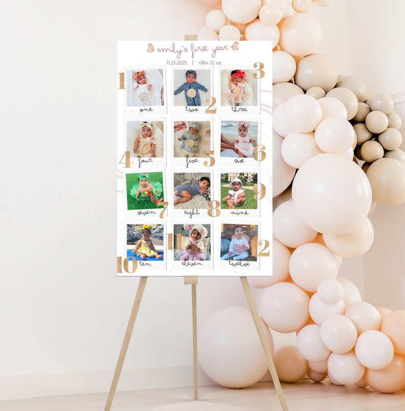 EDITABLE First Birthday Milestone Sign Pink Love Shack Fancy 1st ...