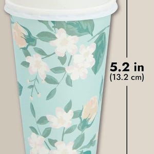 Floral Paper Insulated 16 Oz Disposable Coffee Cups W/lids for Bridal ...