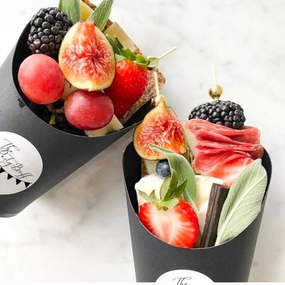 Black Charcuterie Favor Cups and Toothpicks for Individual Charcuterie ...