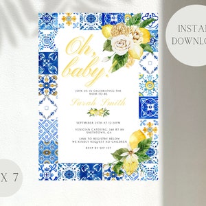 Lemon Baby Shower Invitation Books for Baby Insert Mediterranean ...