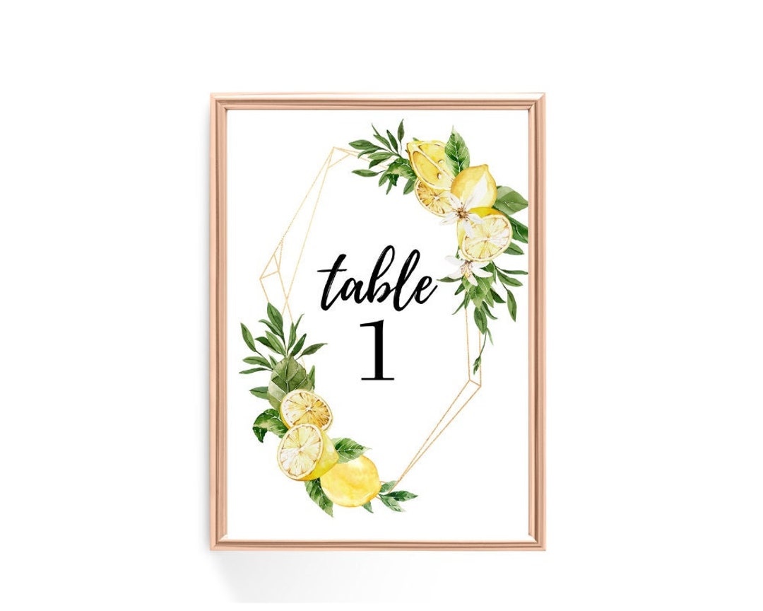 Lemon Table Number Template Italy Wedding Table Number Sign Printable ...