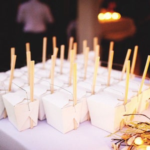 Kraft White Food Take Out Boxes Wooden Forks Chopsticks Set Appetizer ...